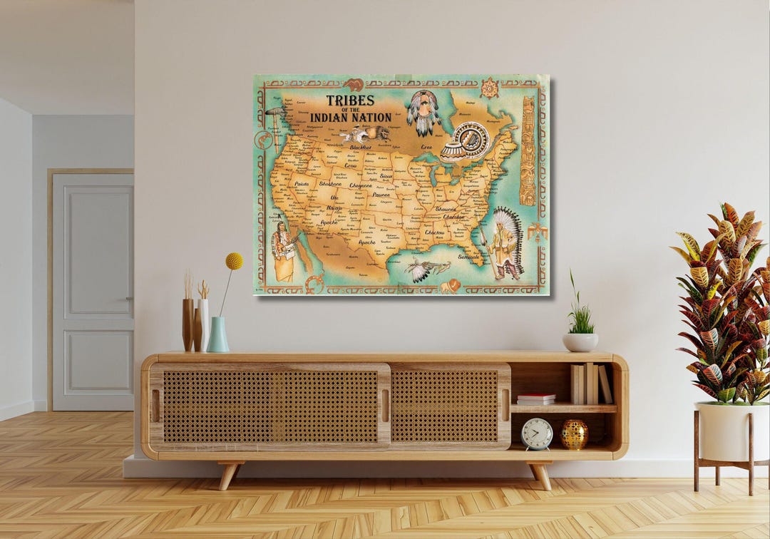 Native American Tribes Map Canvas Art, Ready to Hang - Etsy