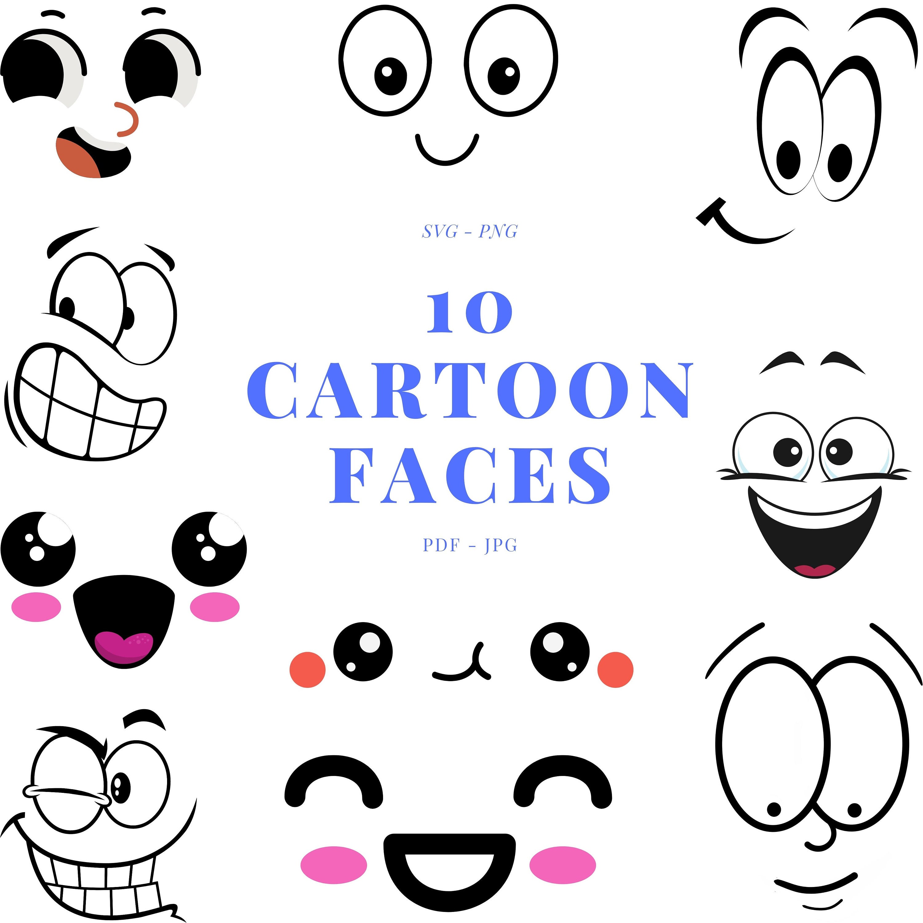 Cartoon Faces Svg Bundle, Animated Cartoon Faces Bundle SVG PNG JPG ...