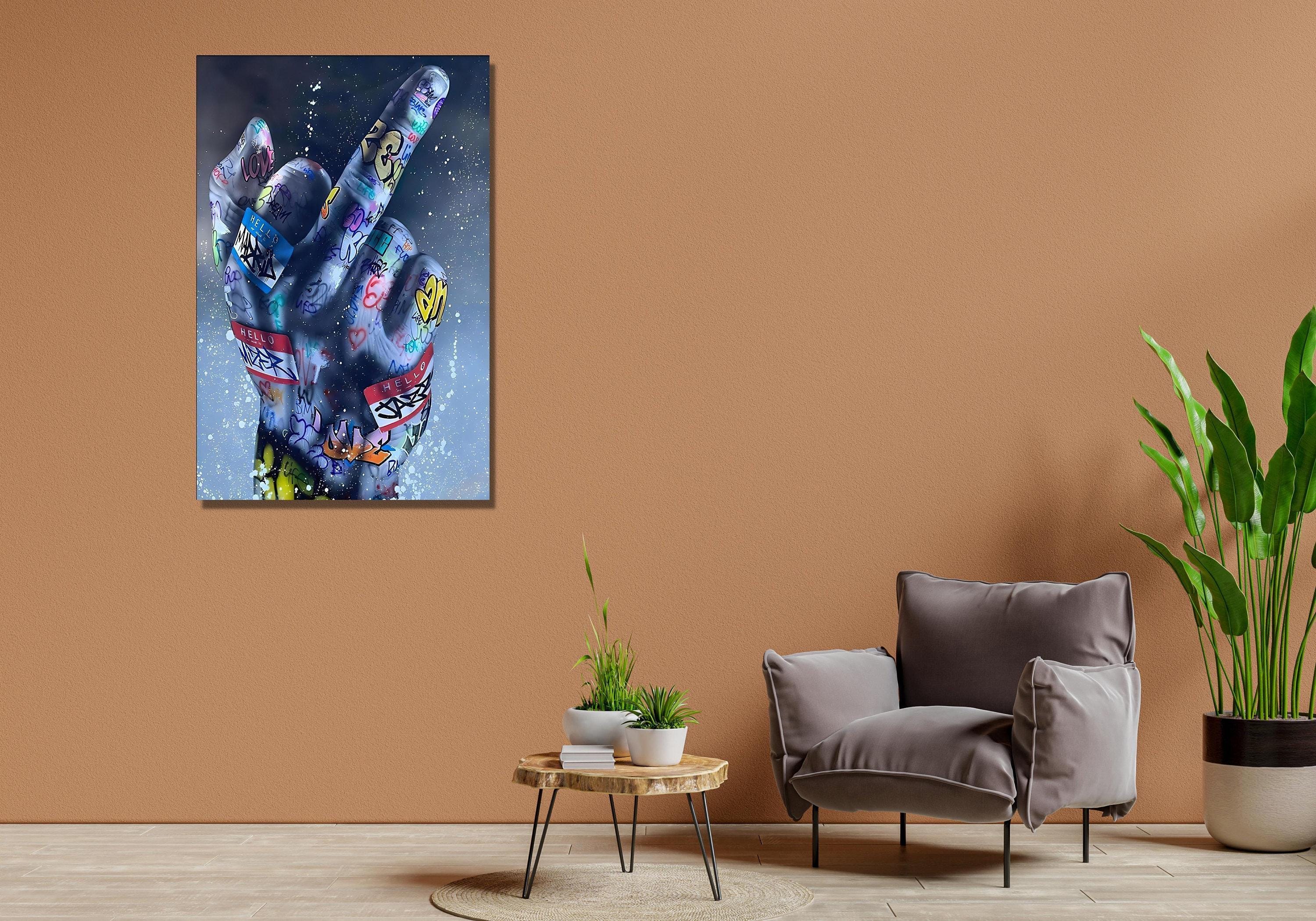 Banksy Middle Finger Graffiti Art Print, Ready to Hang Canvas - Etsy
