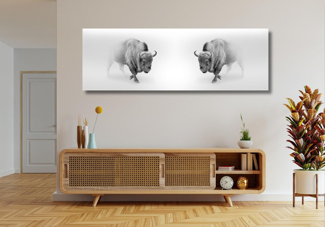 Panoramic American Buffalo in Snow Canvas Wall Art - Etsy