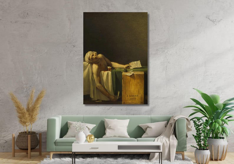 Impressão em tela "A Morte de Marat", de Jacques-Louis David, decoração ...