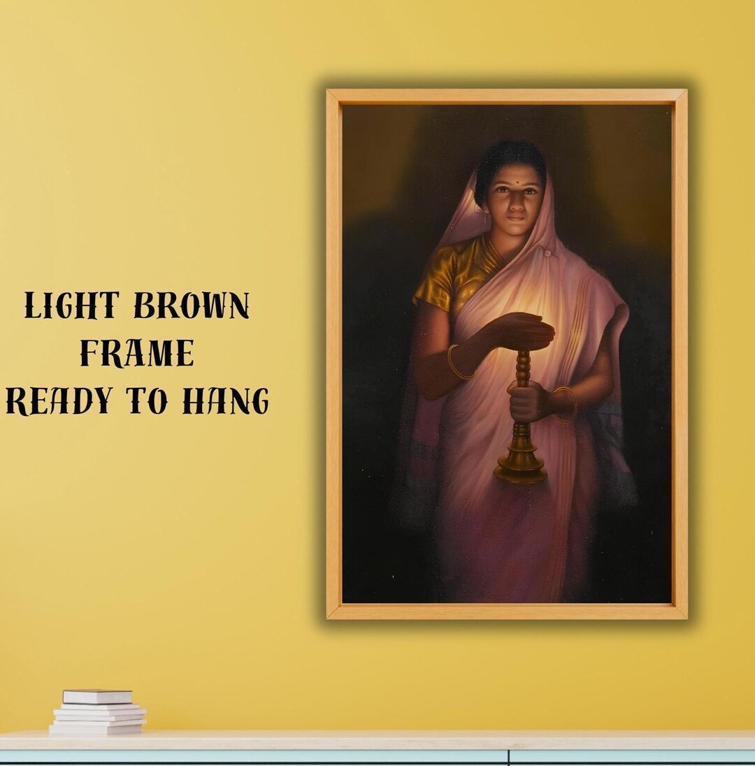 Raja Ravi Varma Painting, Lady With Lamp Print, Indian Art - Etsy