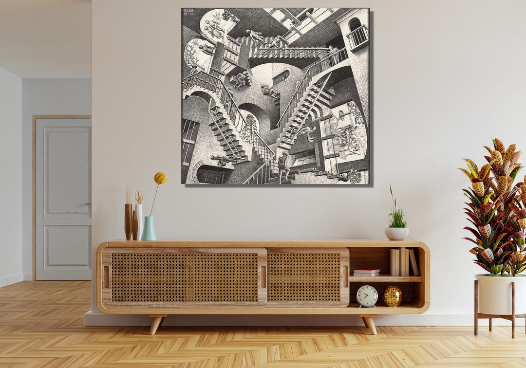 Escher Relativity Canvas Print, Reproduction Abstract Artwork, Ready to ...