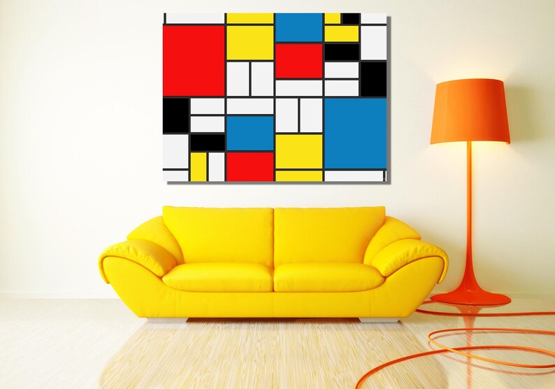 Piet Mondrian Artwork Ready to Hang Canvas, Mondrian Composition Canvas ...