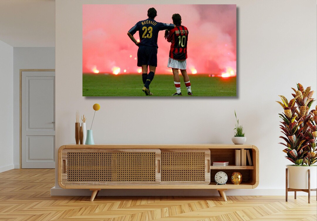 Materazzi Rui Costa Canvas, Inter Milan Soccer Poster, Sport Home Decor ...