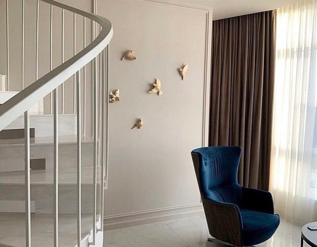 Gold Sparrow Flock: Set of 5 Wall Decor Birds - Etsy