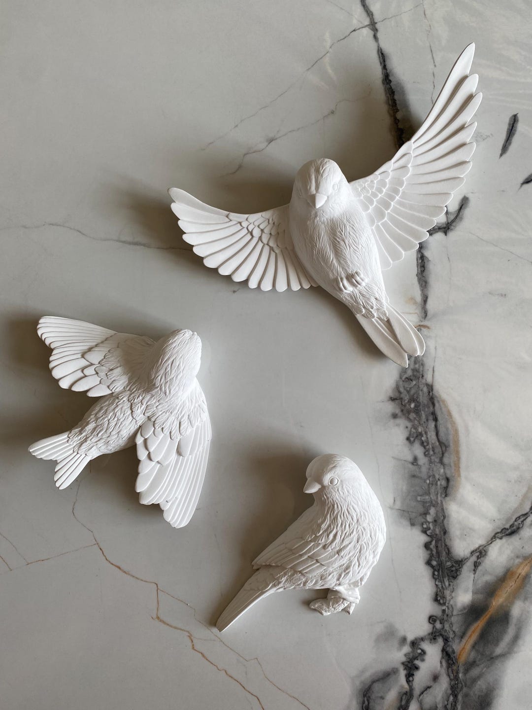 Flying Sparrow Wall Decor: Set of 3 Modern Bird Sculptures - Etsy