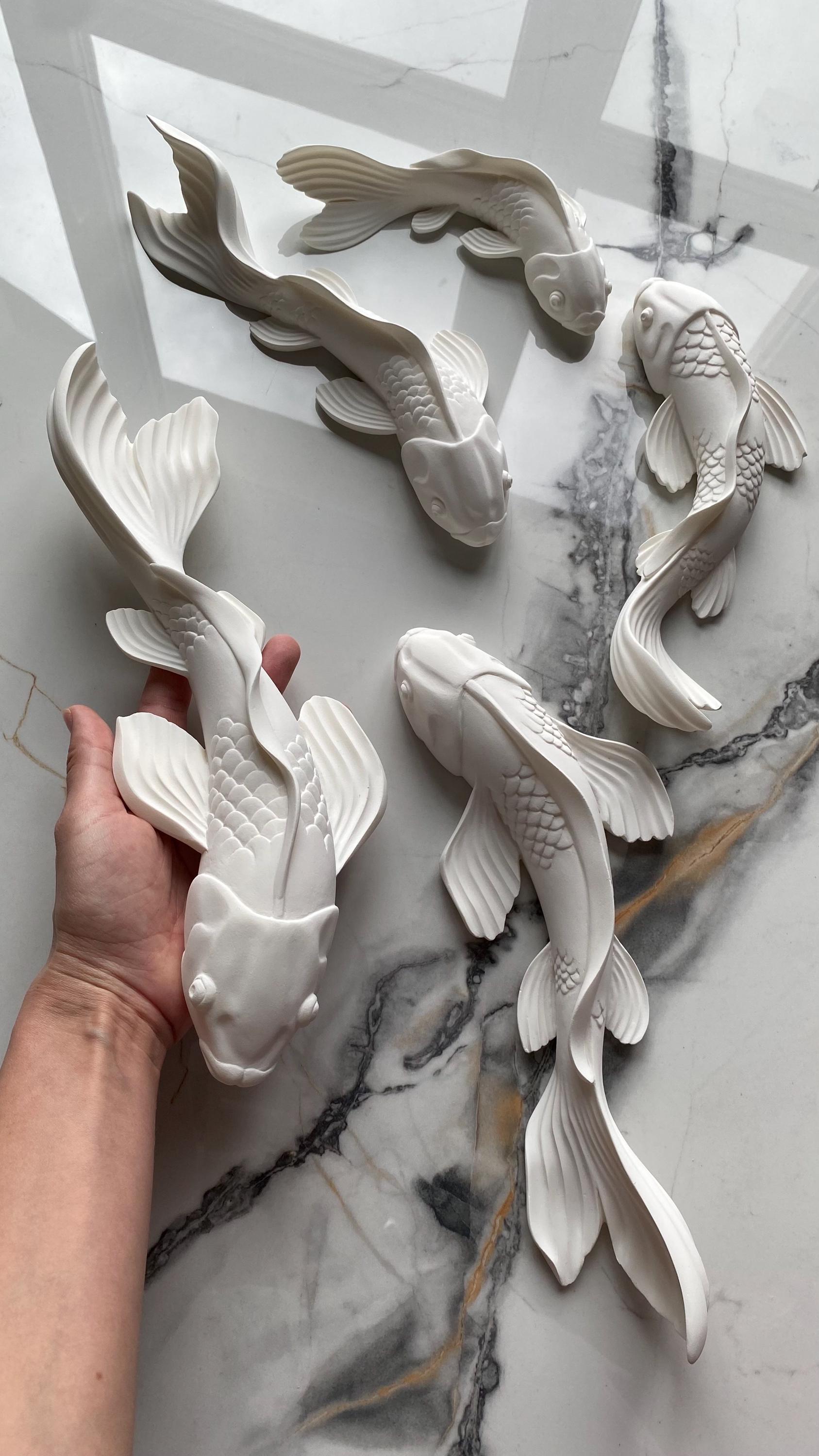 Koi Fish Sculptures Set of 5 Pc | Wall Hanging Decor, Hand Made Fish ...