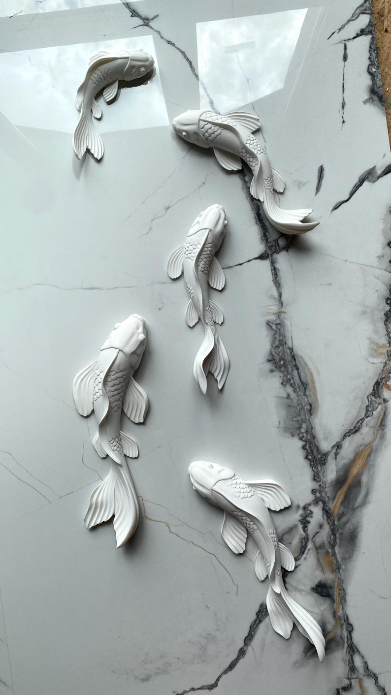 Koi Fish Sculptures Set of 5 Pc | Wall Hanging Decor, Hand Made Fish ...