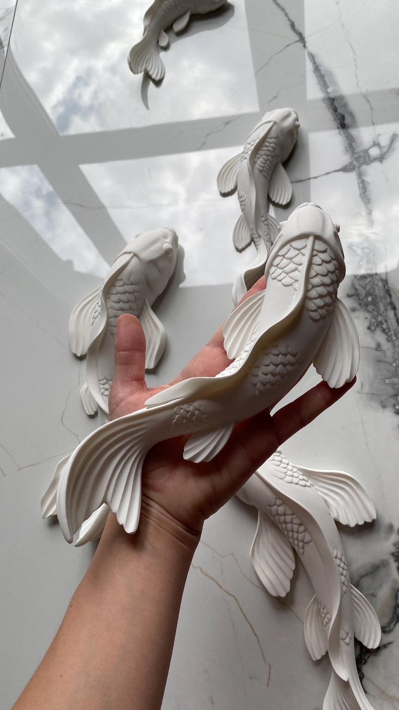 Koi Fish Sculptures Set of 5 Pc | Wall Hanging Decor, Hand Made Fish ...