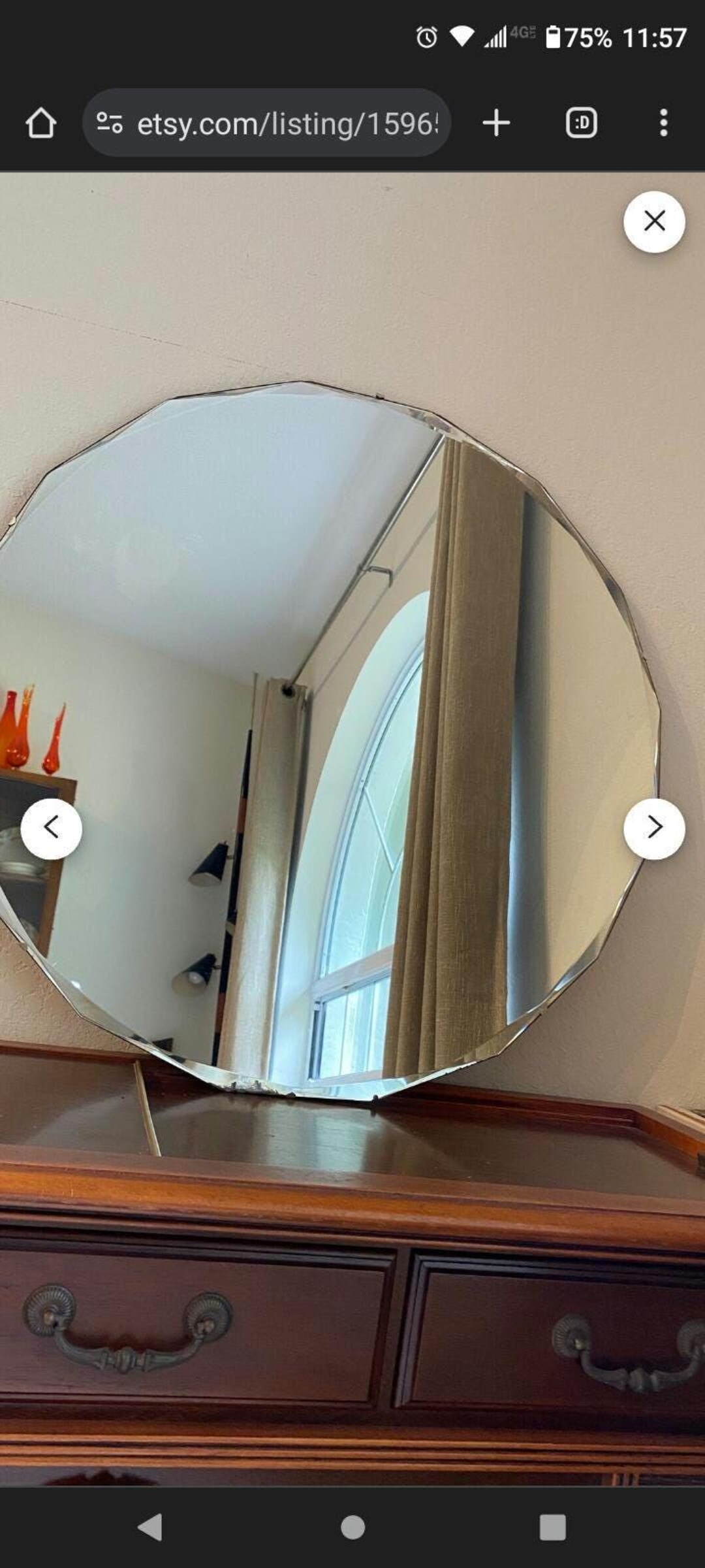 Frameless Hexadecagon 16 Sided Mirror 30 Inch Vintage Beveled Wood Back ...