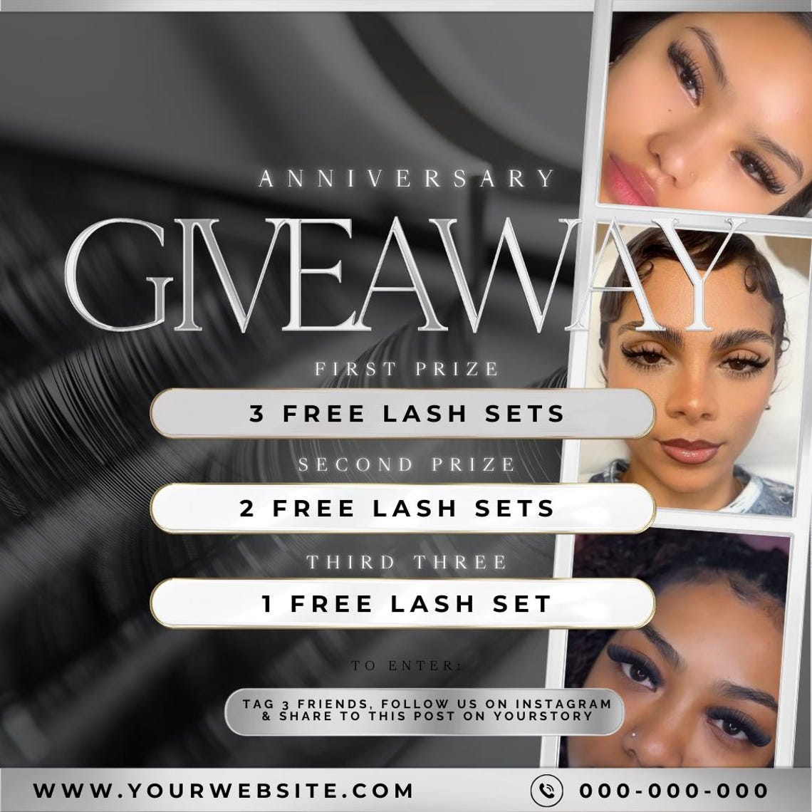 DIY Giveaway Flyer, Lash Flyer, Followers Giveaway Flyer, Competition ...