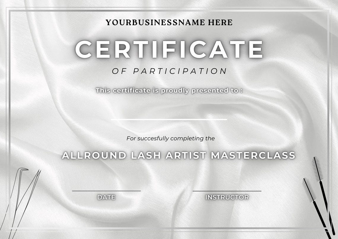 Editable Beauty Certificate Template: Elegant White Design (canva) - Etsy