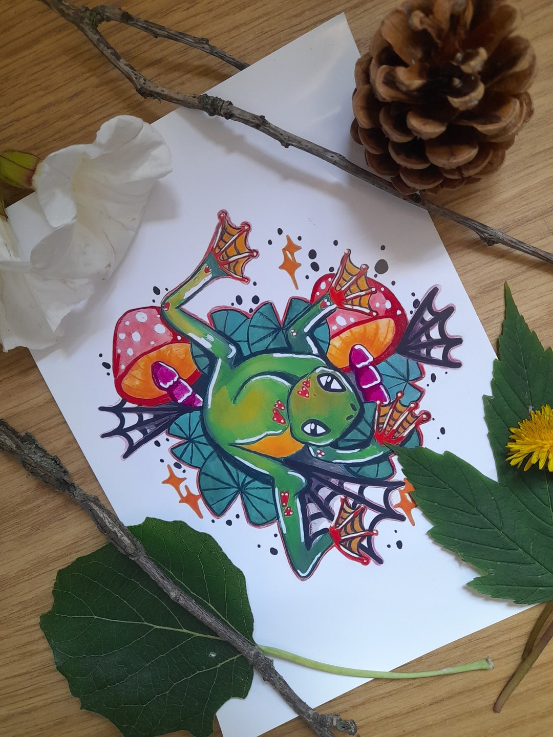 Amphibian/ Frog Wall Art, Home Décor, Cottage-core/ Fantasy Art ...