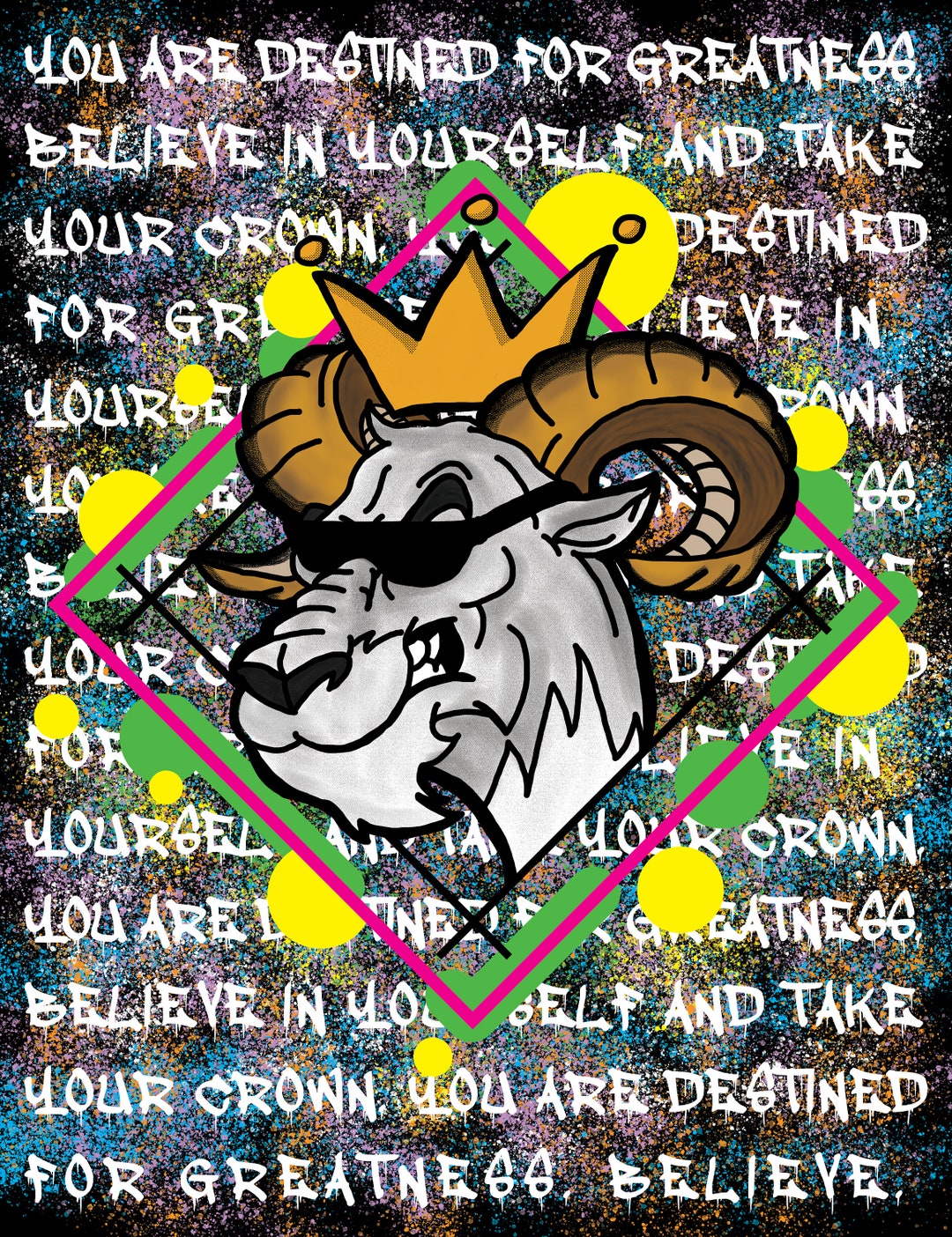 Greatness Personified Framed Wall Art / Goat Canvas Print / Graffiti ...