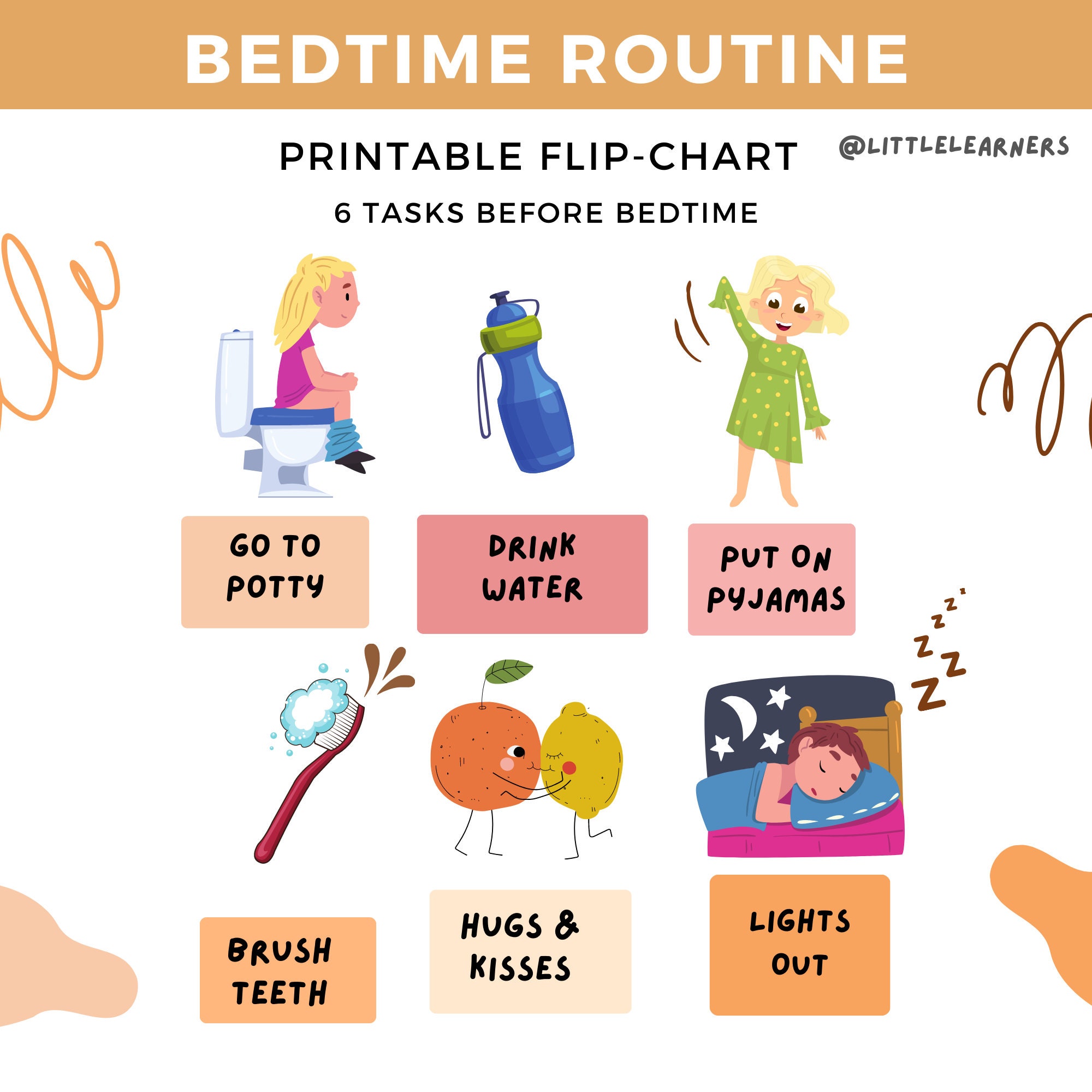 Bedtime Routine for Your Toddler, Flip-chart With Illustrations ...
