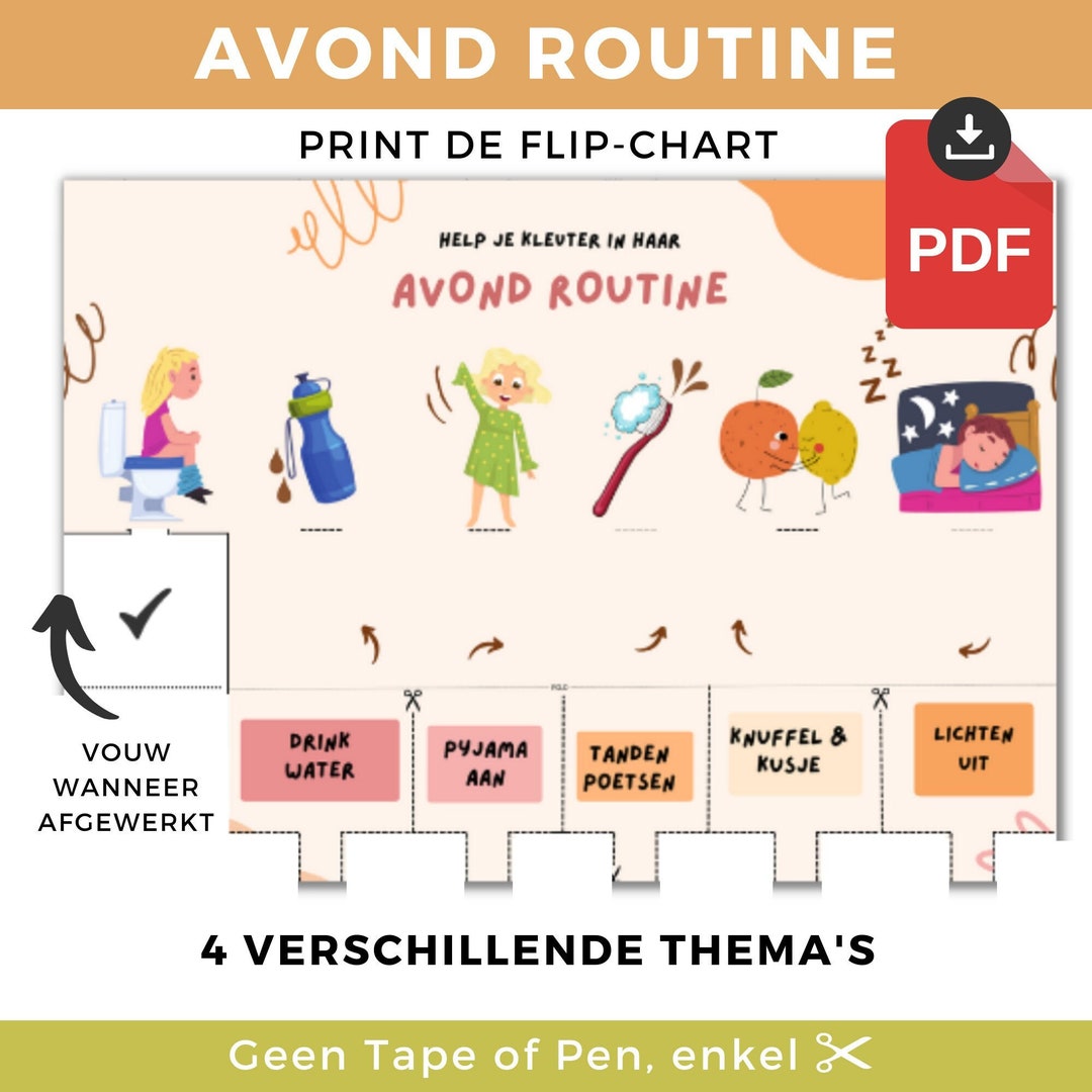 Avond Routine Voor Je Kleuter, 6 Taken Voor Bedtijd, Flip-chart ...