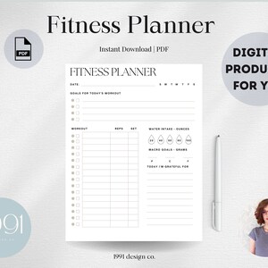 Fitness Planner Simple Fitness Planner Printable PDF Digital Download ...