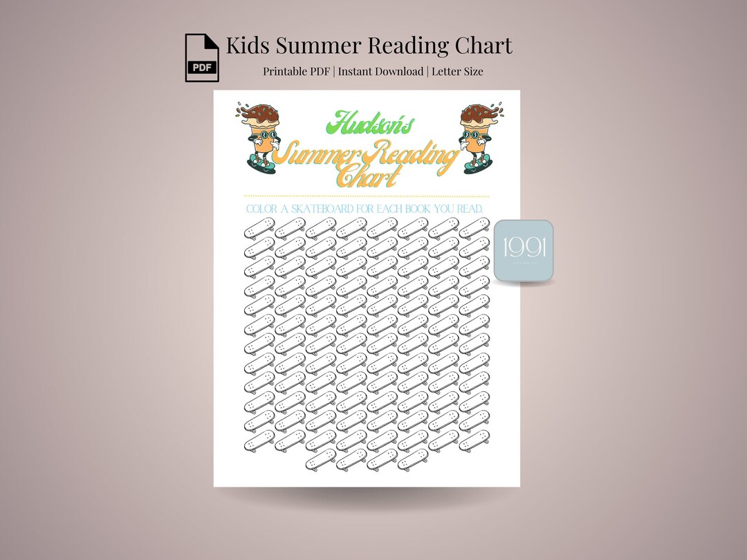 Kids Summer Reading Chart Personalized Digital Download Printable PDF ...