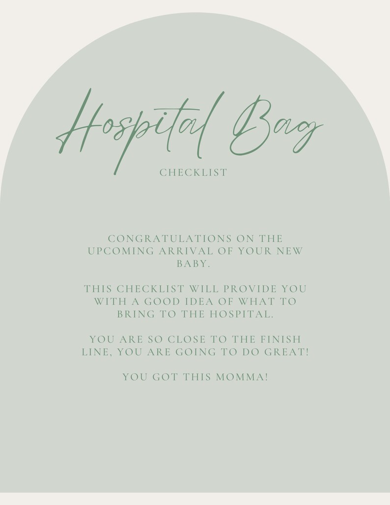 Digital Hospital Bag Checklist Instant Download Digital - Etsy