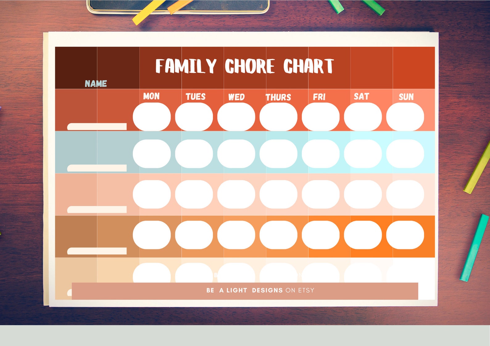 Family Chore Chart -- PNG & SVG Digital File Instant Download Printable ...