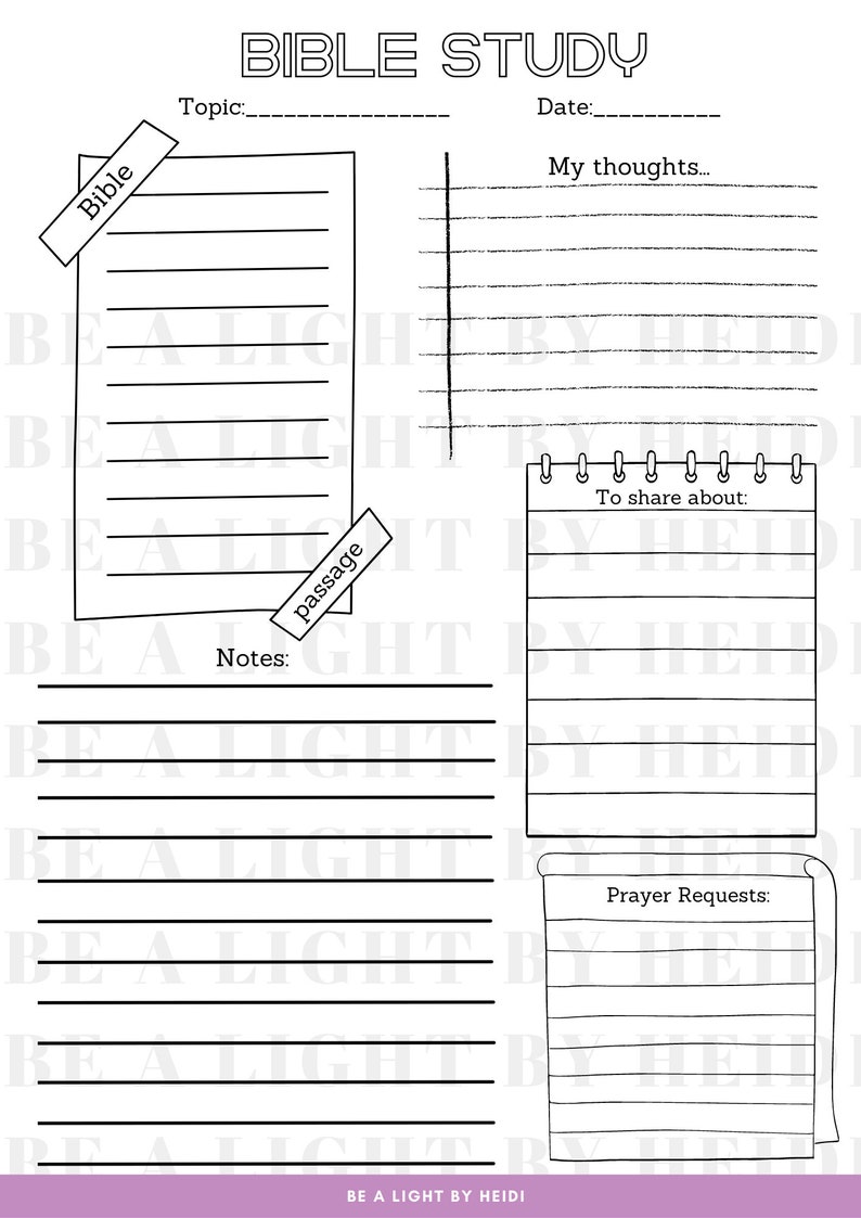 Bible Study Printout Template PNG & SVG Digital File Instant Download ...