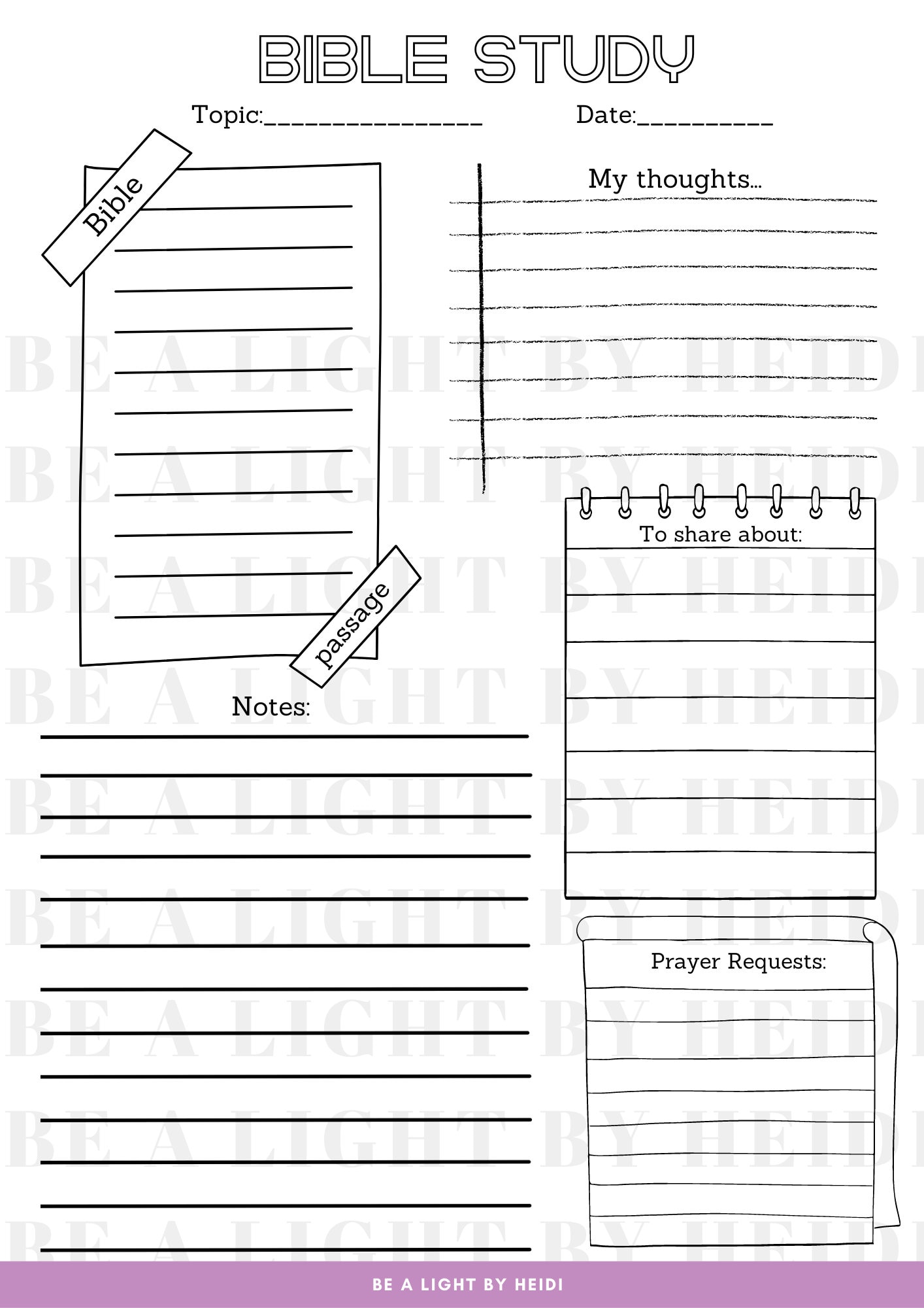 Bible Study Printout Template PNG & SVG Digital File Instant Download ...