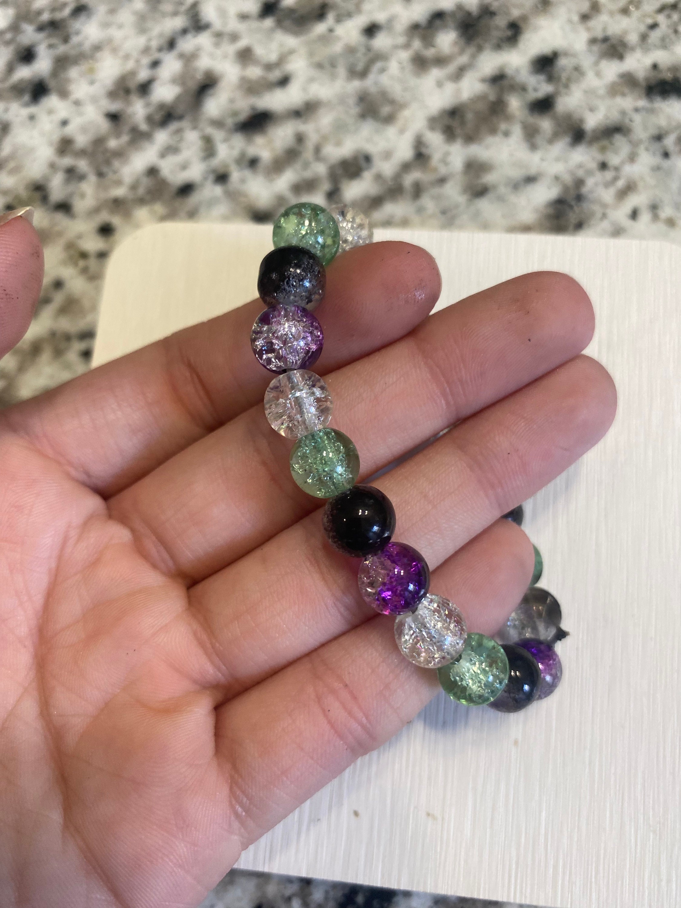 Disney Toy Story Buzz Lightyear Crackle Glass Beaded Stretchy Bracelet ...