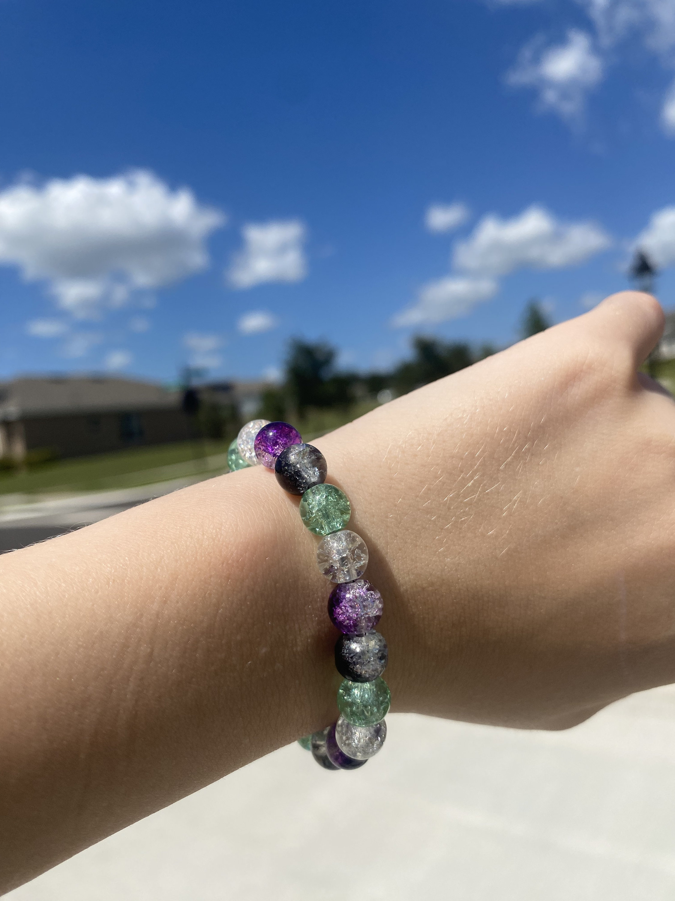 Disney Toy Story Buzz Lightyear Crackle Glass Beaded Stretchy Bracelet ...