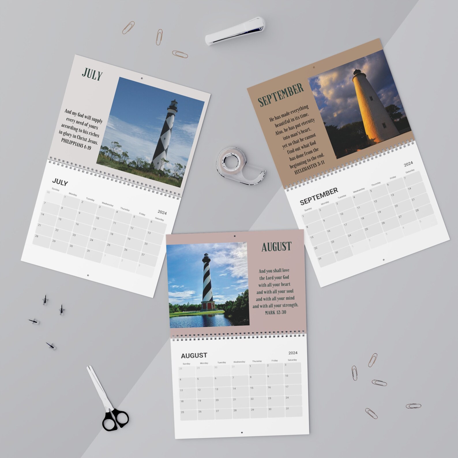 OBX Lighthouses and Scriptures Calendar 2024 Bodie Island, Cape ...