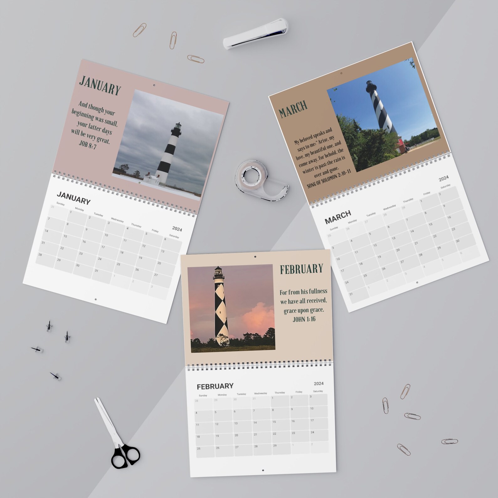 OBX Lighthouses and Scriptures Calendar 2024 Bodie Island, Cape ...