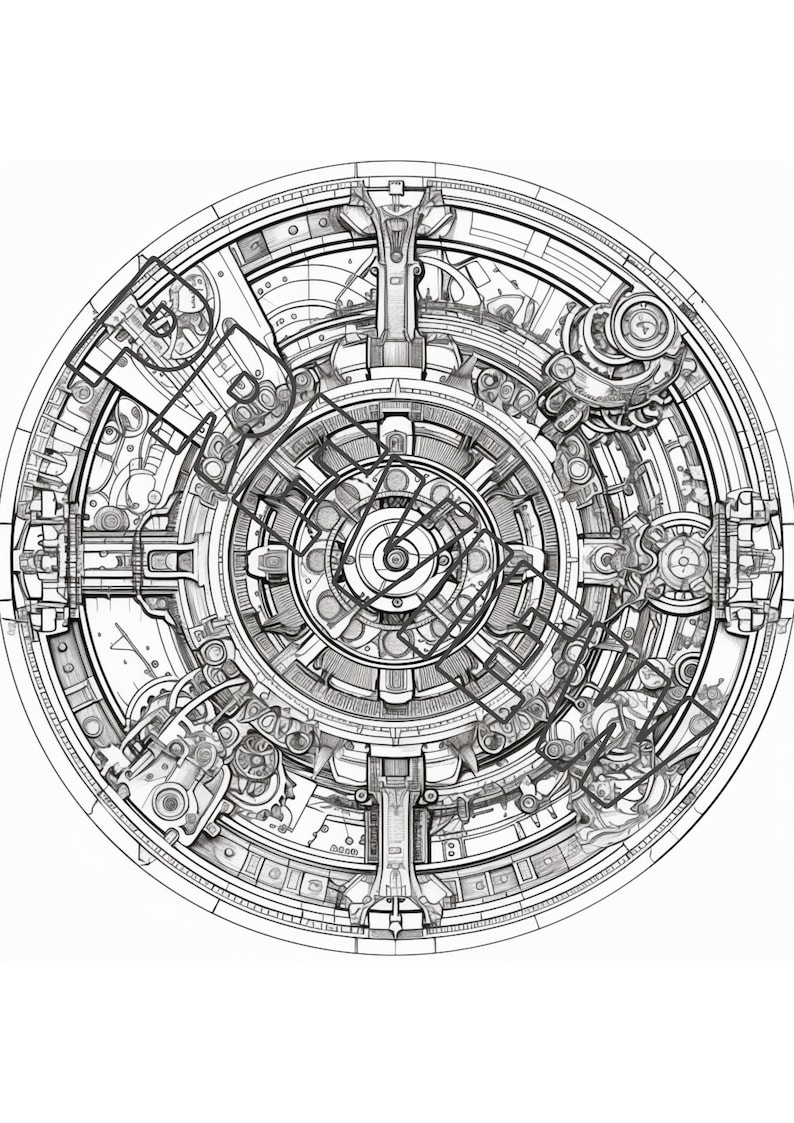 Steampunk Mandala Adult Coloring Book, Digital Download PDF, Intricate ...