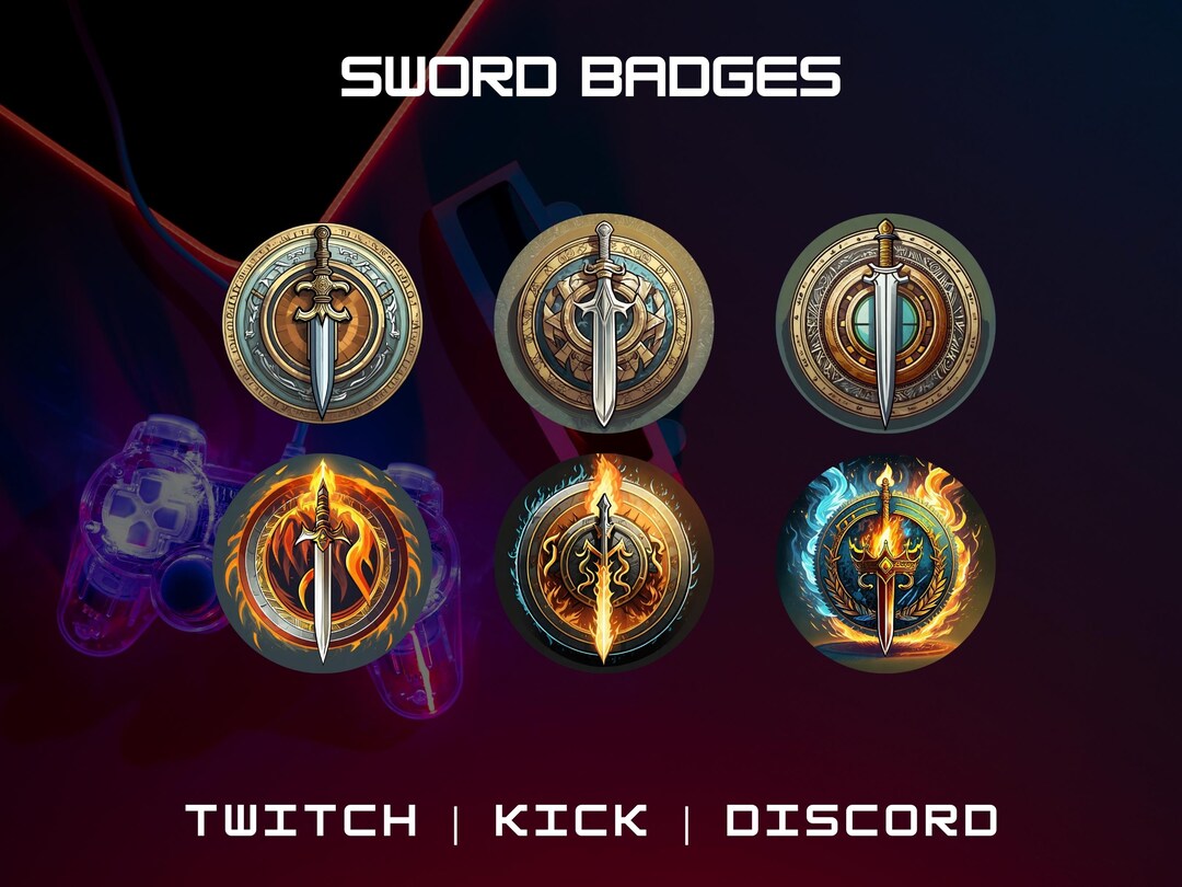 6 Twitch Sword Badges Twitch Sub Badges Twitch Weapon Badges Twitch Bit ...