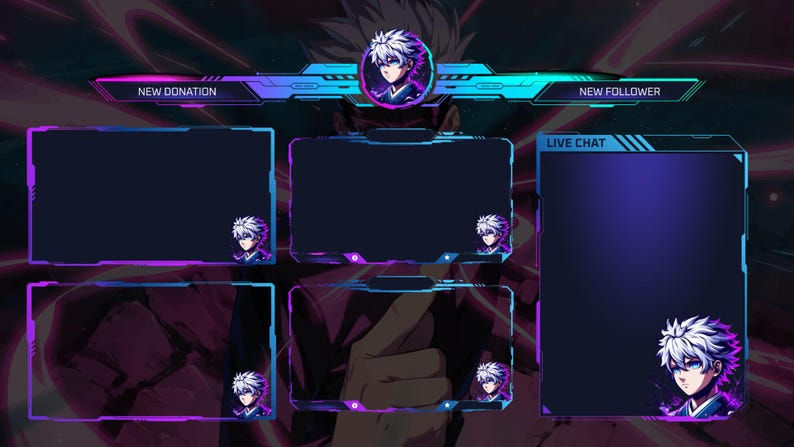 Complete Animated Stream Overlay Pack | Anime Twitch Overlay Pack ...