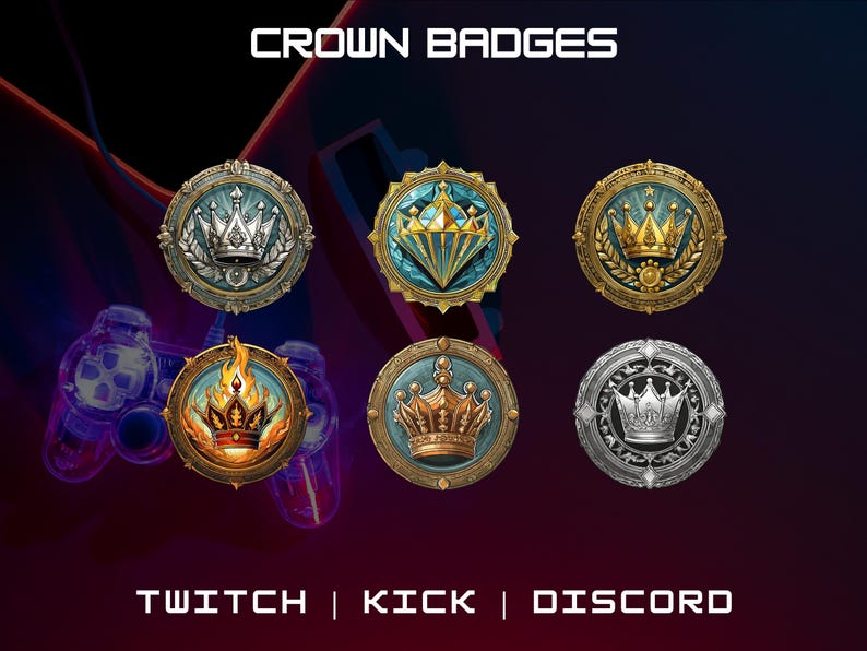 Crown Twitch Sub Badges: Elegant Streamer Bit Badges (digital Download ...