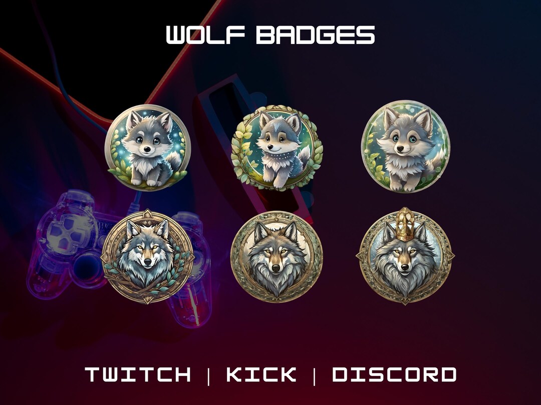 Wolf Twitch Badges | Twitch Animal Badges | Stream Subscription & Bit Badges | Twitch Graphics ...