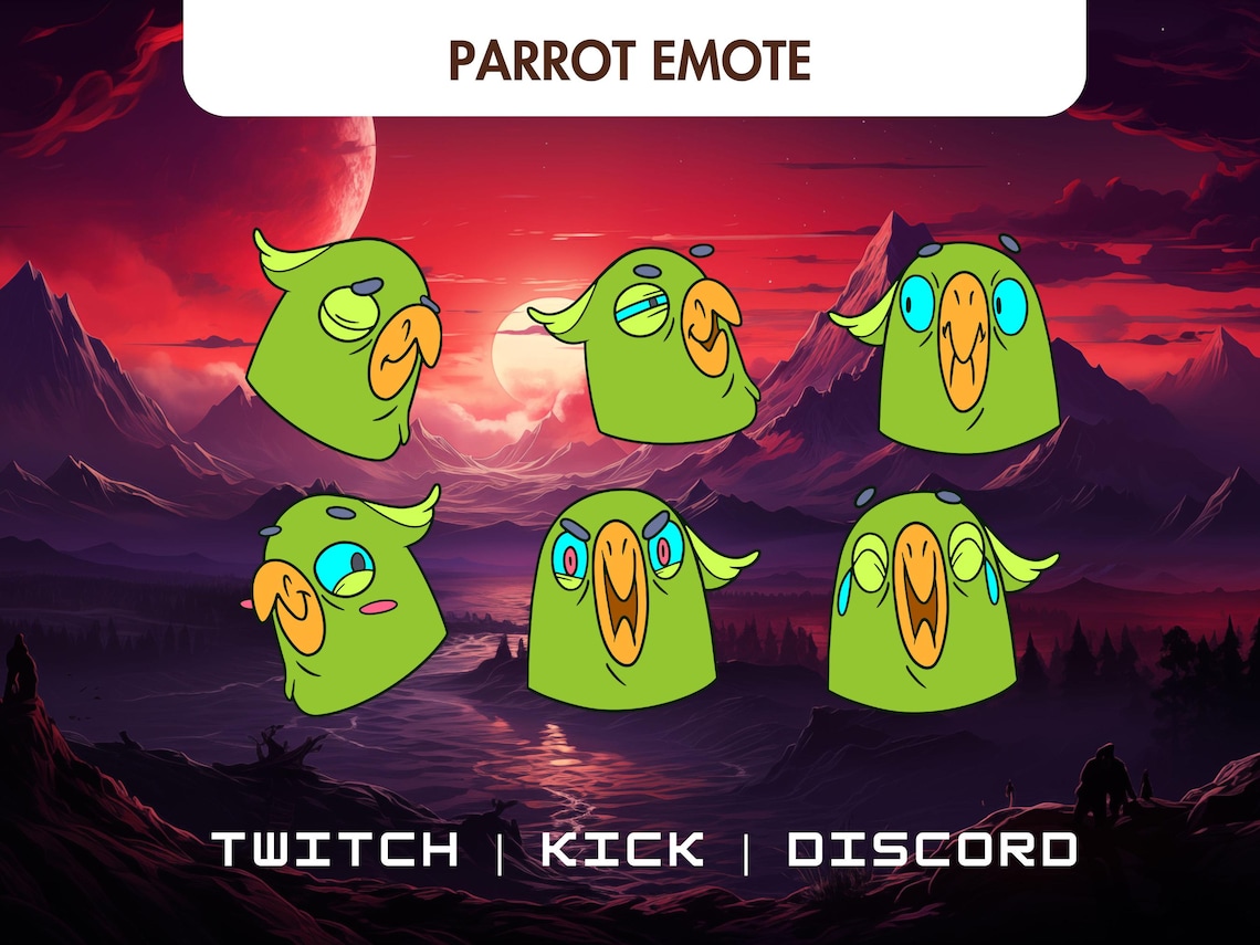6 Parrot Emotes - Cute Static Emotes for Twitch, Youtube, Discord ...