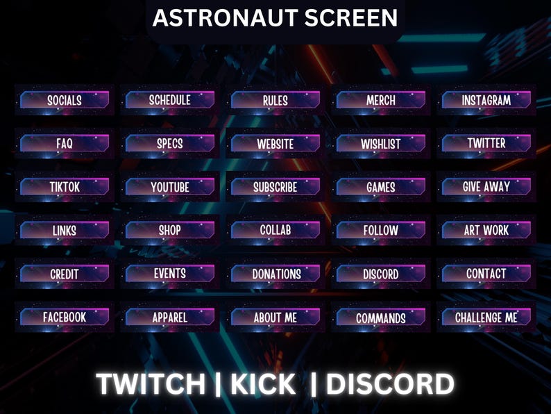 Astronaut Animated Twitch Overlay - Complete Stream Package - Made for Twitch, Youtube, Kick ...