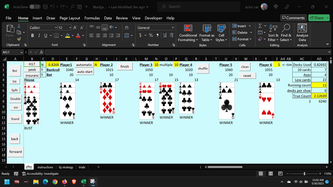 Blackjack Pro Software With Card Counting Tool and Simulator... Excel Program - Etsy