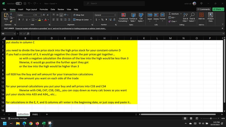 Pairs Trading Strategy An Excel Program Etsy
