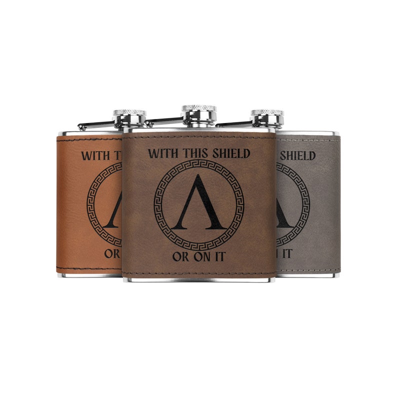 Spartan With Your Shield or on It Flask - Etsy