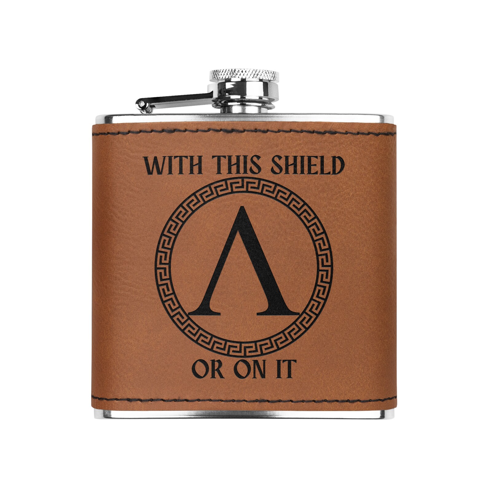 Spartan With Your Shield or on It Flask - Etsy