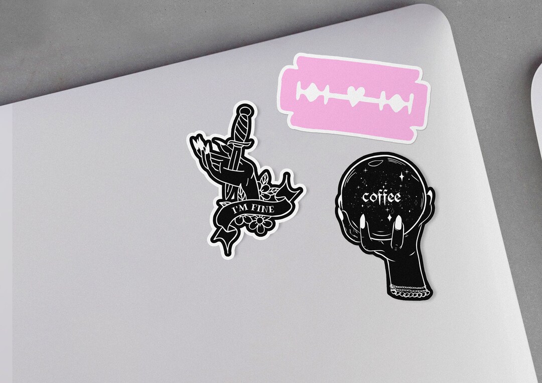 Goth X3 Sticker Pack, Tattoo Flash, Witchy Vinyl Decals, Funny Stickers ...