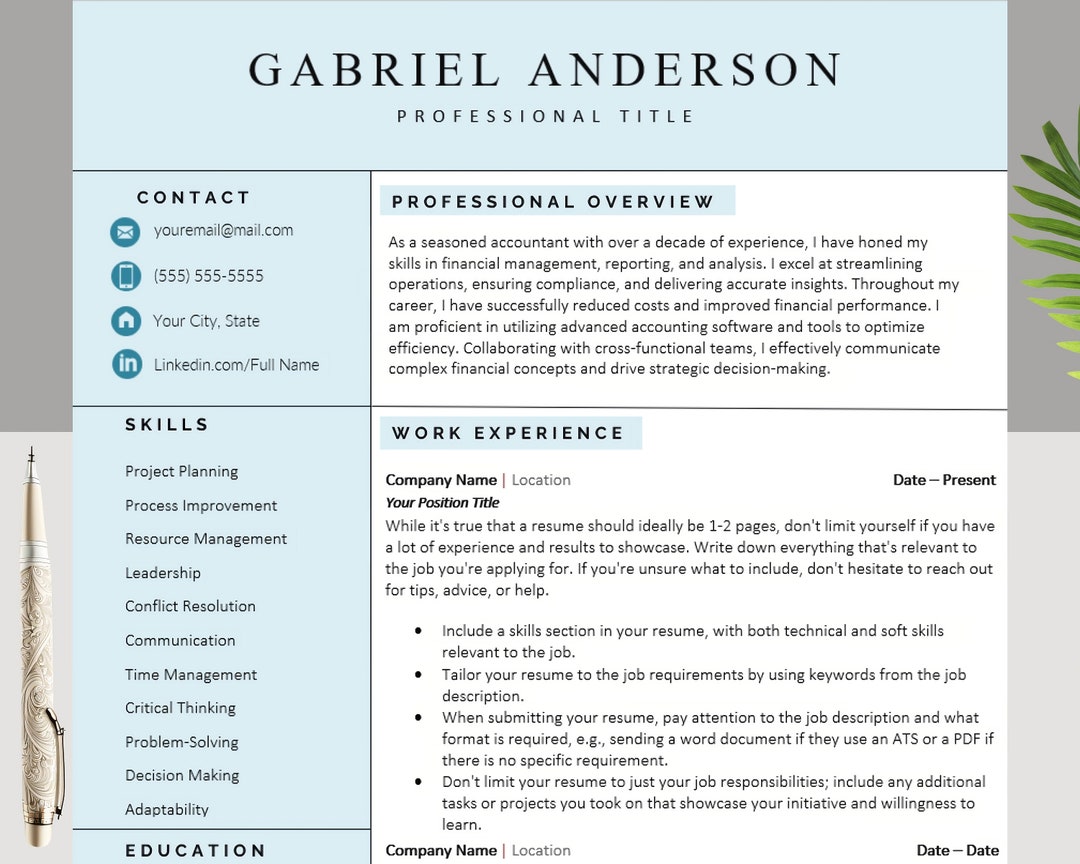 CUSTOM RESUME, ATS Resume, Resume Help, Cv Template Word, Professional ...