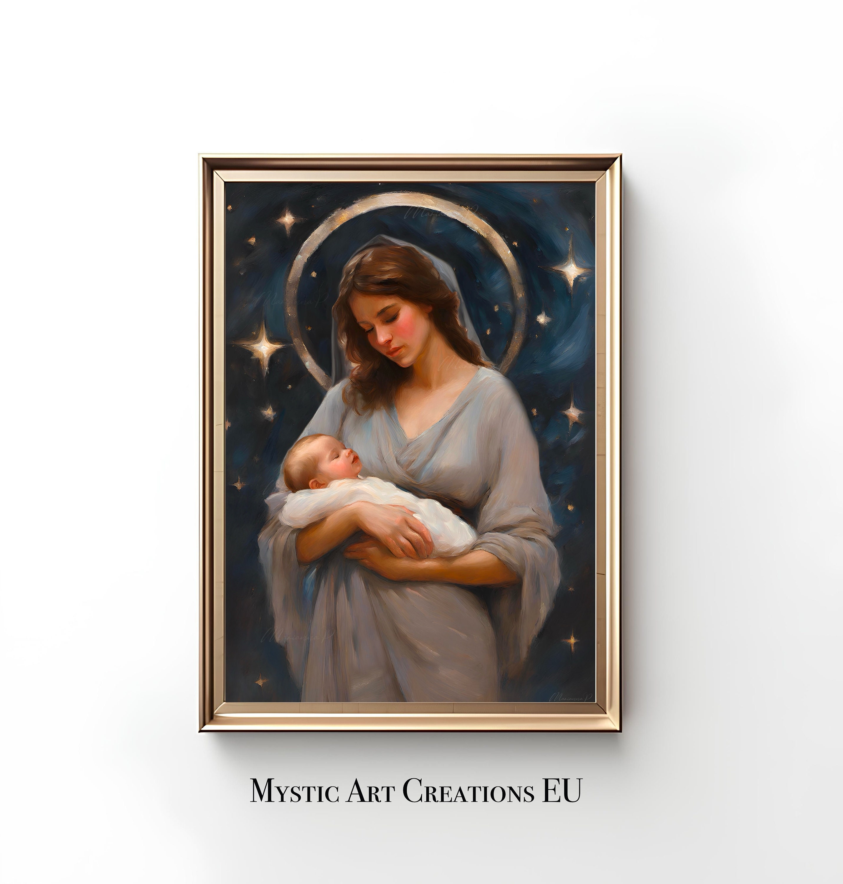 Virgin Mary and Baby Jesus Art Print Christian Nativity Art Christian ...