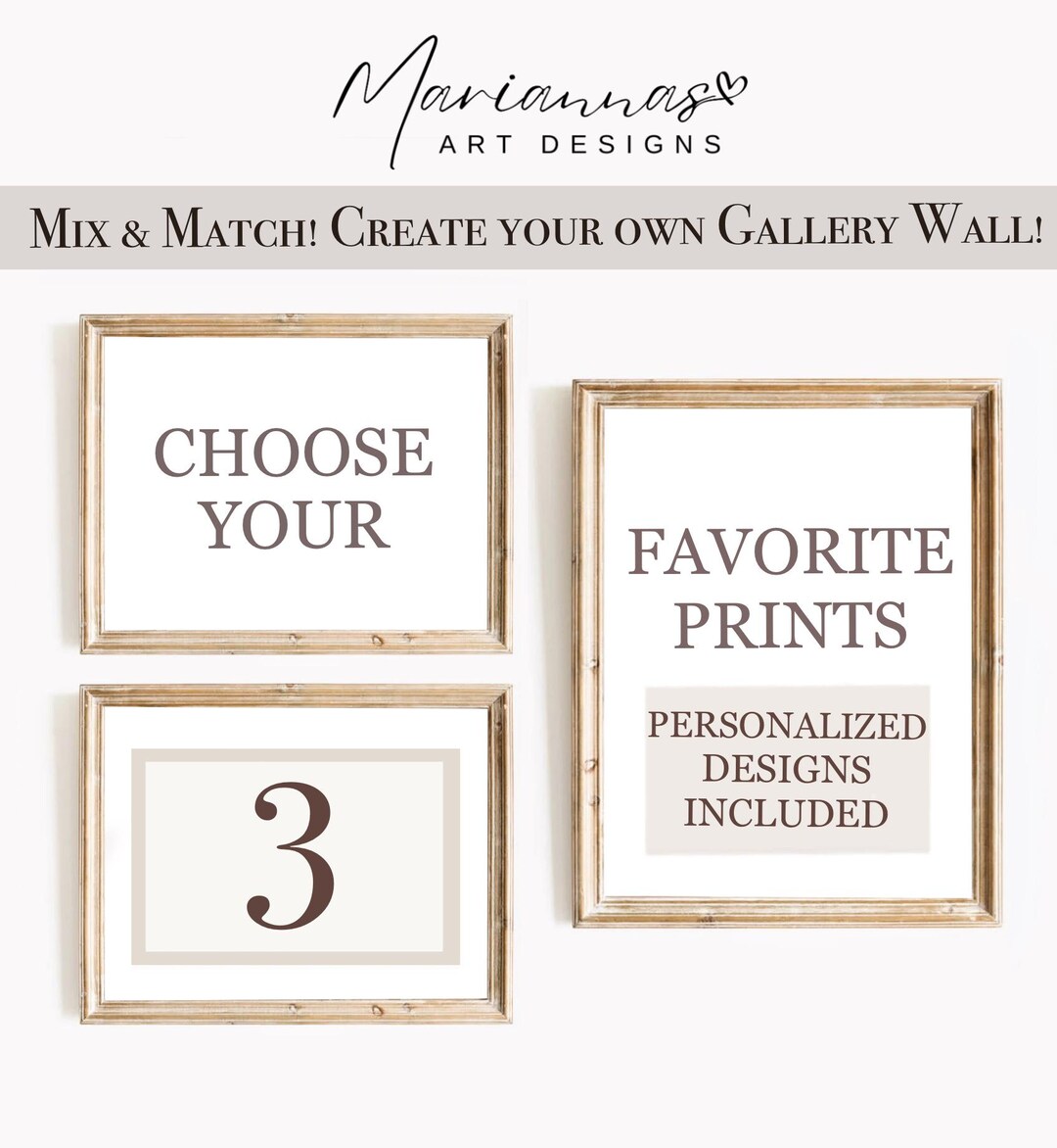 Choose Any 3 Prints Make Your Own Set Custom Gallery Wall Art Set of 3 ...