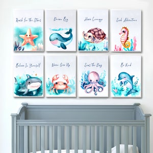 Set of 8 Under the Seawatercolor Nursery Art Printsocean - Etsy