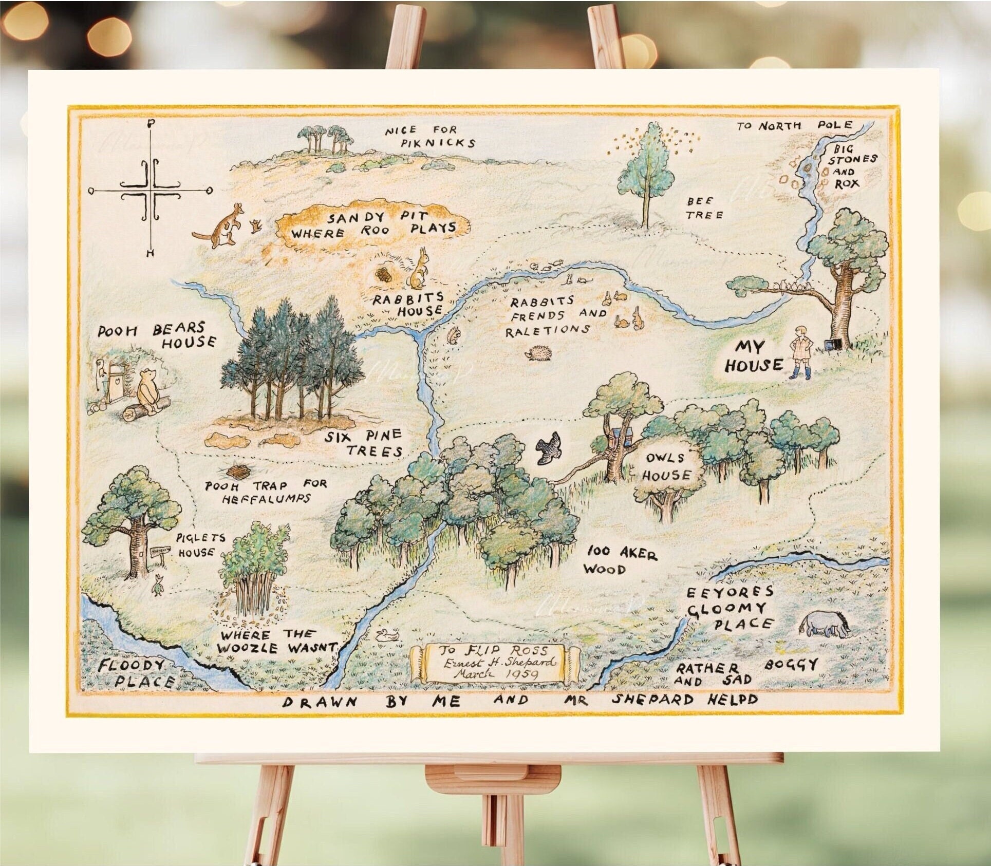 100 Acre Wood Map Classic Winnie the Pooh Aker Map Print Winnie the ...