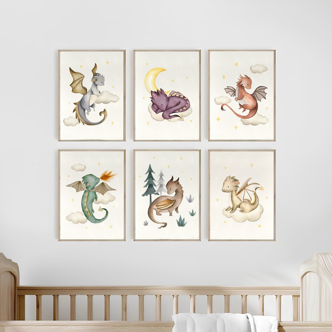 Dragon Prints Fairytale Nursery Prints Dragon Nursery Decor Kids Room ...
