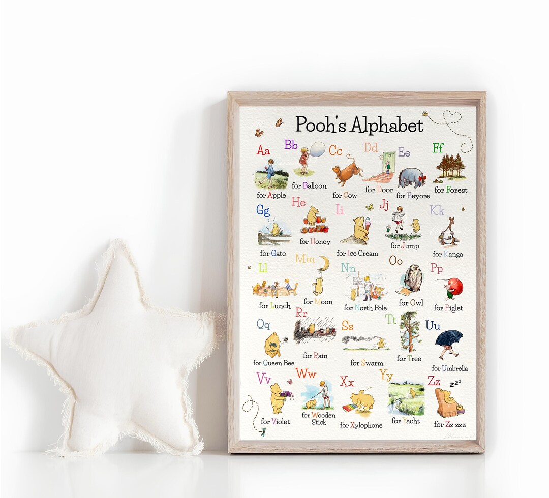 Winnie the Pooh Alphabet Print Classic Winnie the Pooh Nursery Decor ...